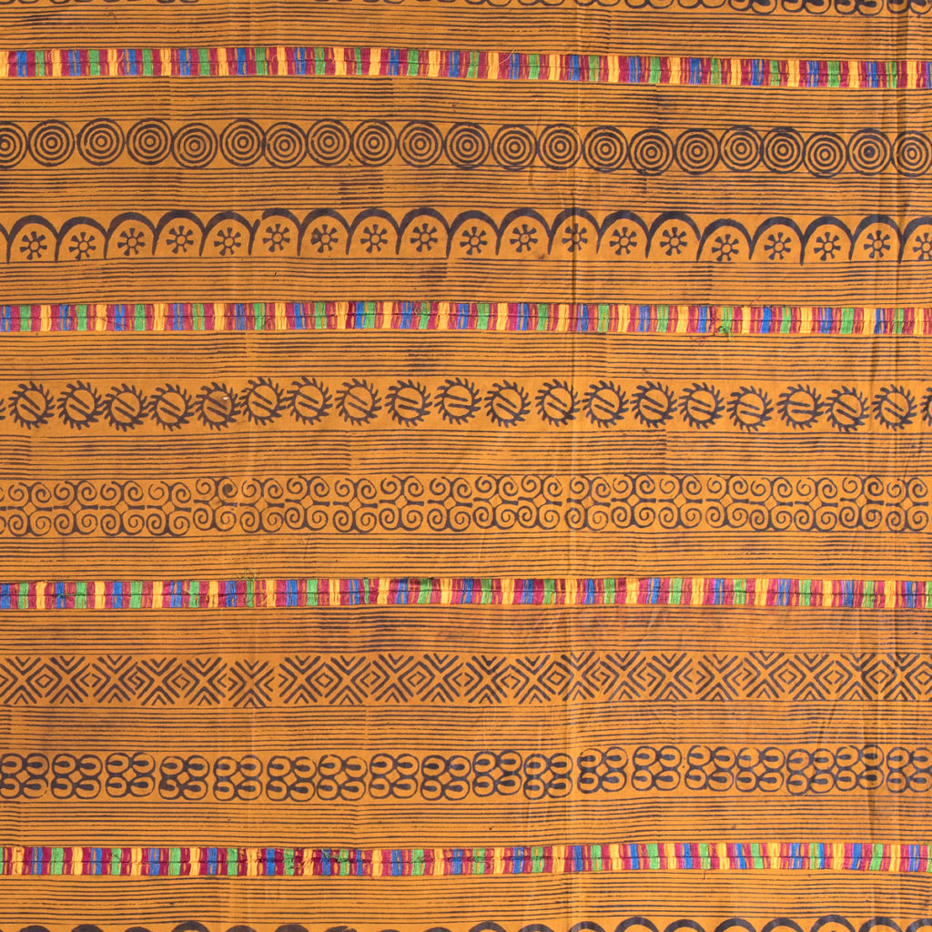 Mustard colour ground Adinkra mens cloth - Adire African Textiles