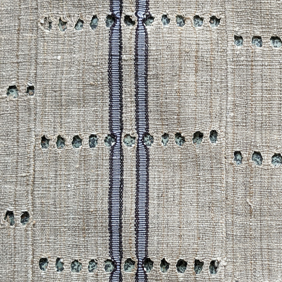 Maroon Green Beige Yoruba - Adire African Textiles