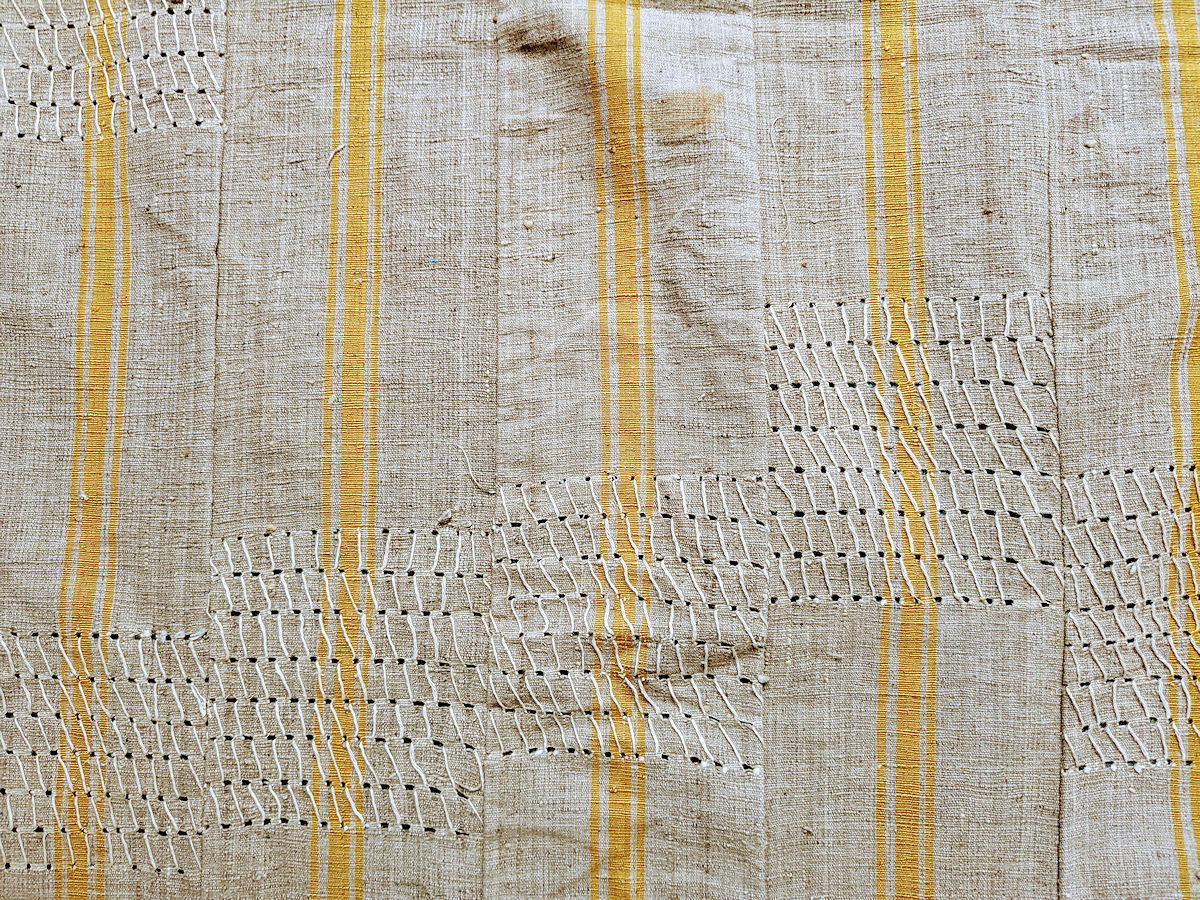 Brown Stripe Beige Yoruba - Adire African Textiles